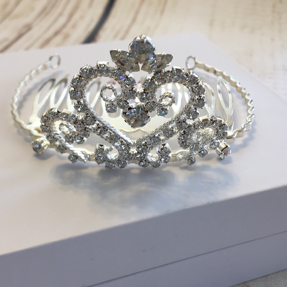 Accessories | Mini Princess Crown With Heart Sparkly Stones | Poshmark